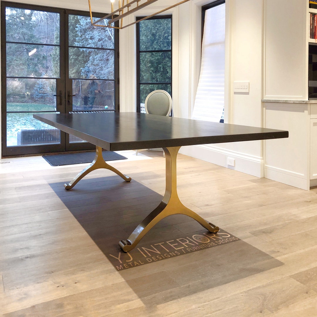 The Y Shape Wishbone Brass Table Legs, Satin Brass Gold Finish ...