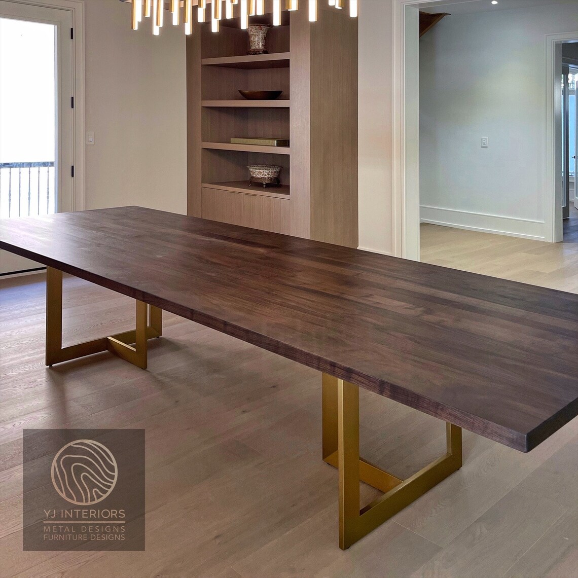 Charcoal Walnut Brass Trio Table - Etsy