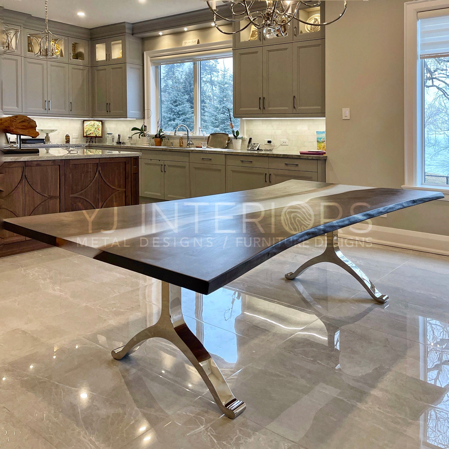The Y Shape Wishbone Chrome Table Legs, Polished Nickel, STAINLESS ...