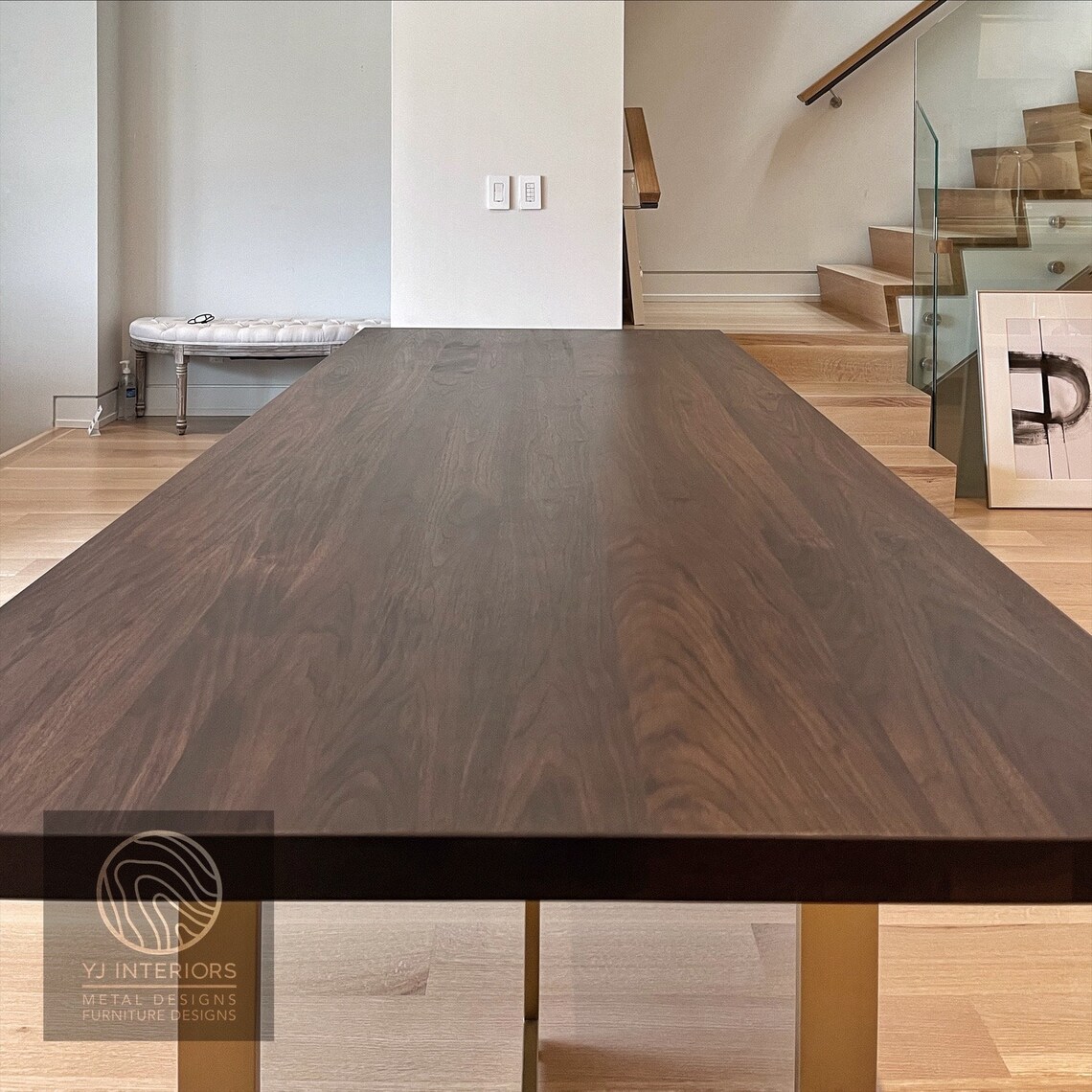 Charcoal Walnut Brass Trio Table - Etsy