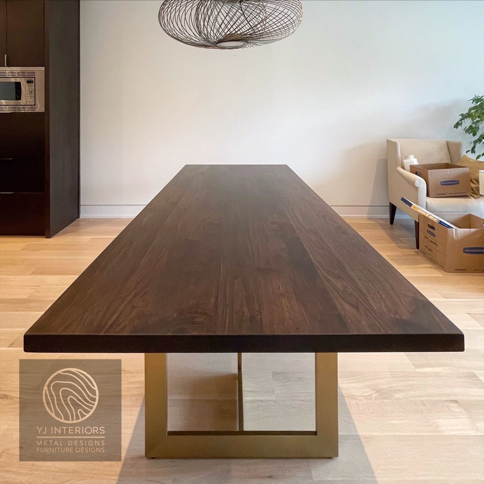 Charcoal Walnut Brass Trio Table - Etsy