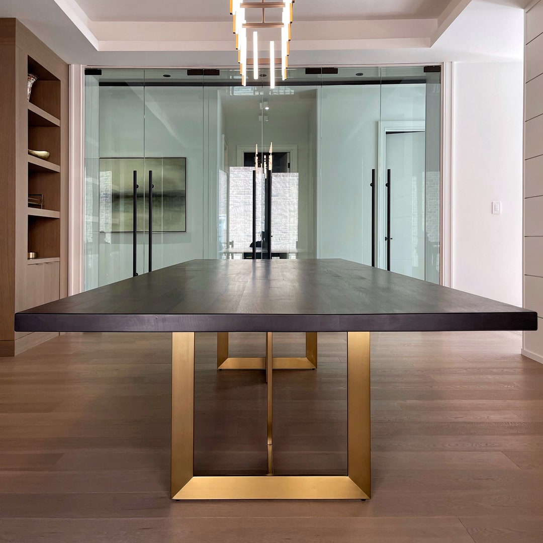 Charcoal Walnut Brass Trio Table - Etsy