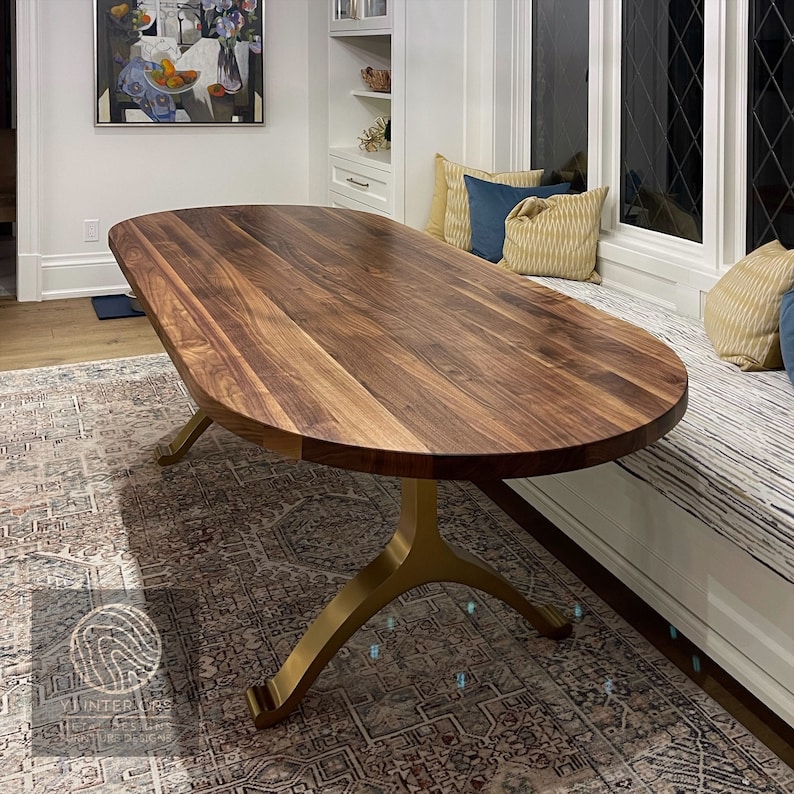 Racetrack Oval Walnut Wishbone Table - Etsy