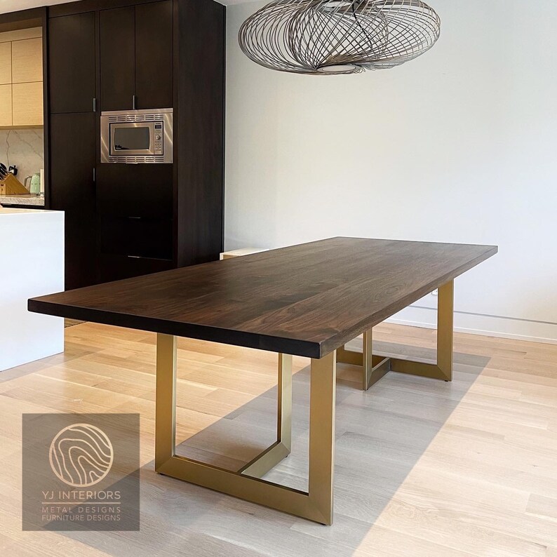 Charcoal Walnut Brass Trio Table - Etsy