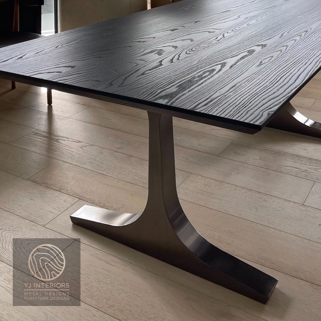 The Thea T Shape Wineglass Blackened Black Finish STAINLESS STEEL 28" H ...