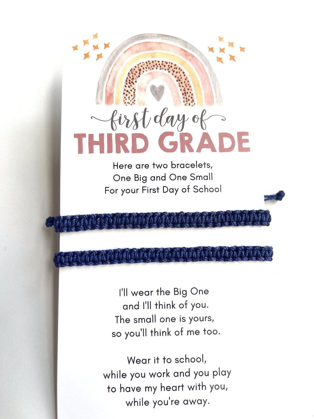 First Day of Third Grade Mommy and Me Blue Macrame Matching Bracelets ...