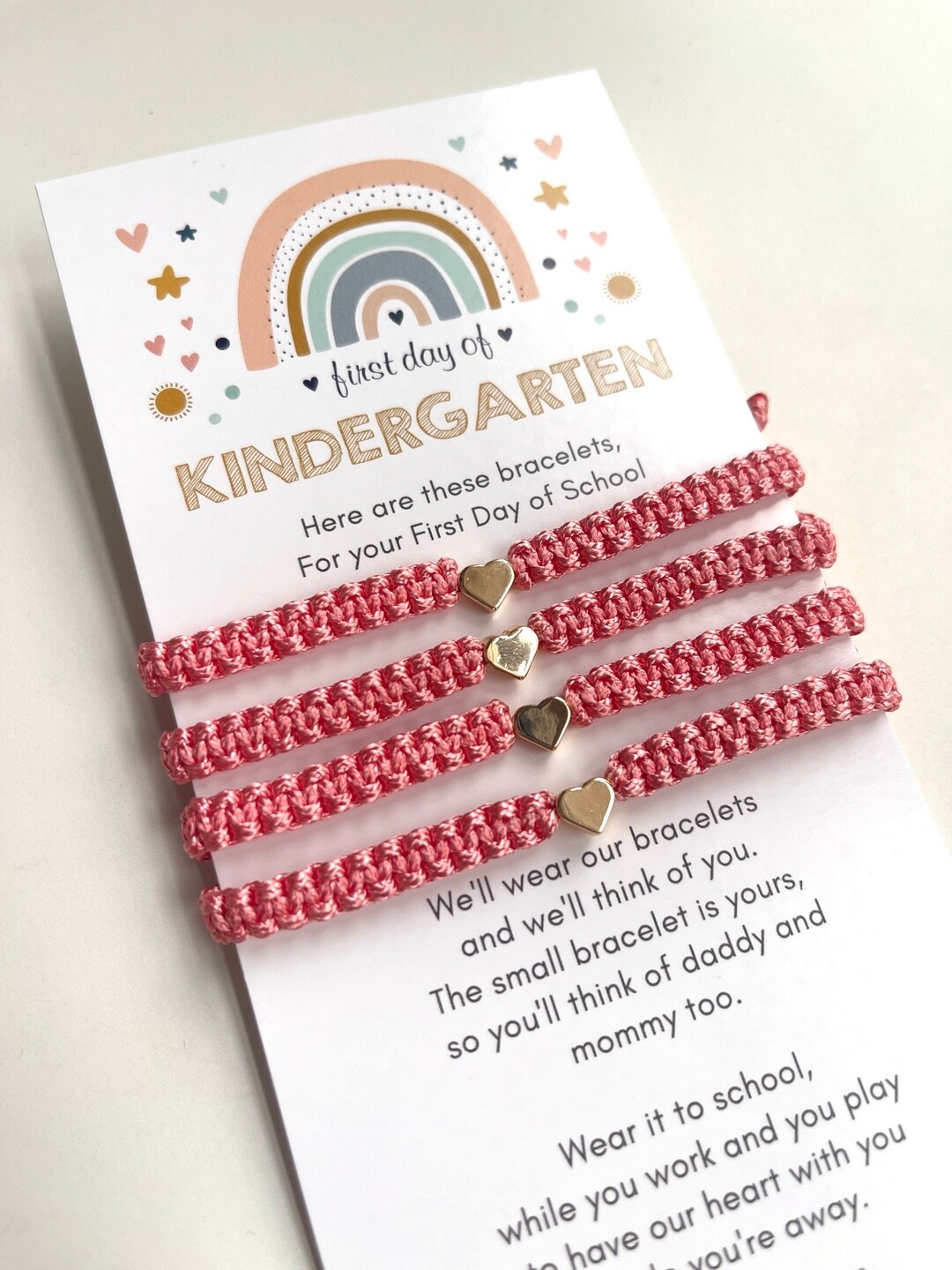 Family Matching 4 Bracelets – Coral Heart Set for Dad, Mom & Kids, Set ...
