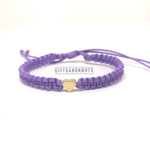 Heart Bracelet Purple Rope - Etsy