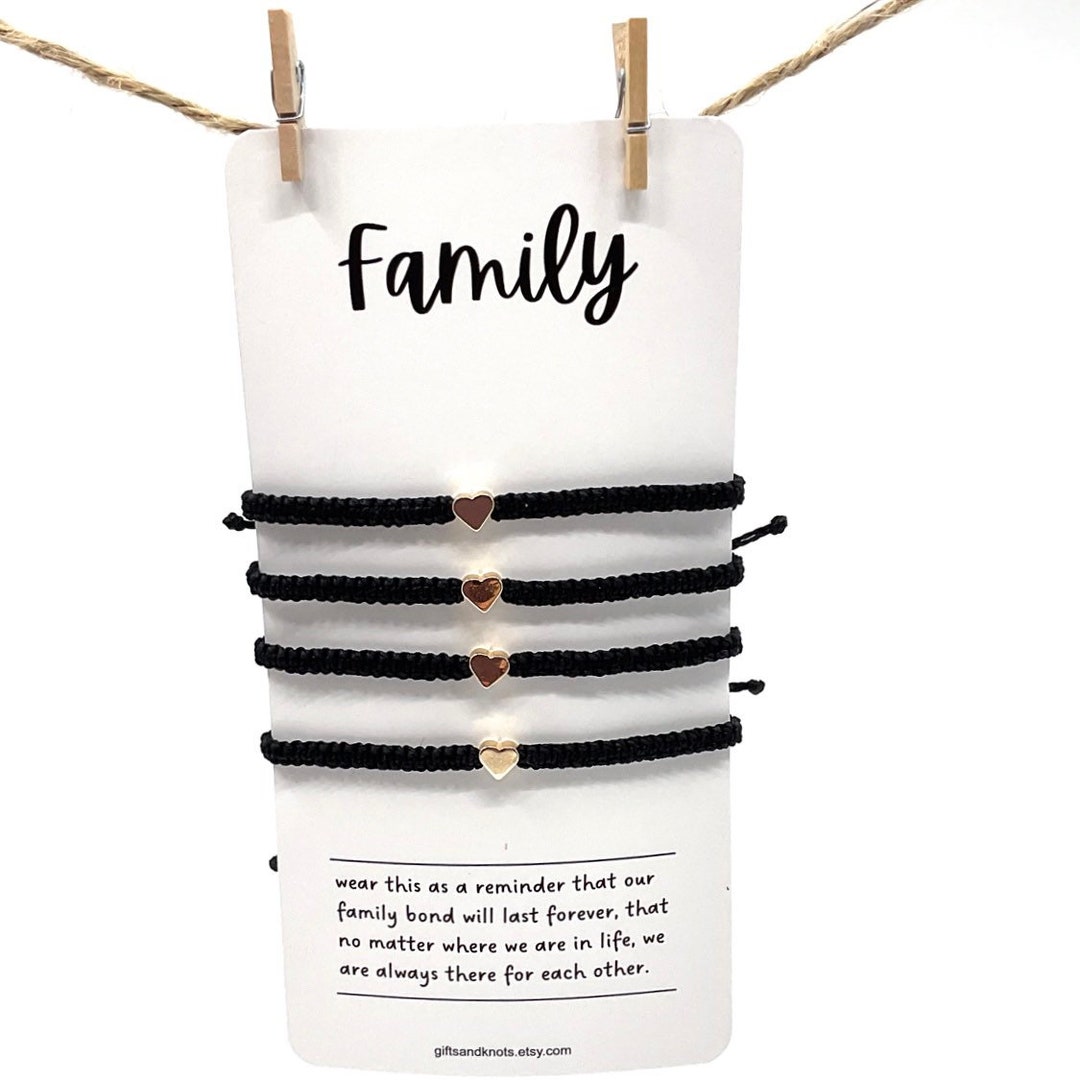 Family Gold Heart Black Matching Bracelets - Etsy