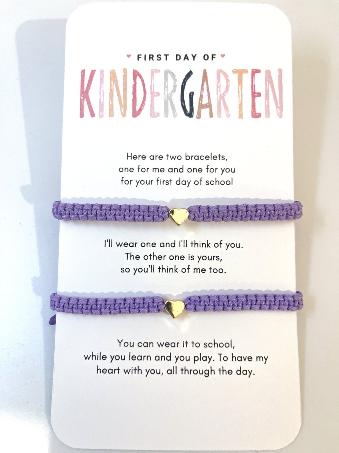 First Day of Kindergarten Poem Bracelets Mommy and Me Heart Light ...
