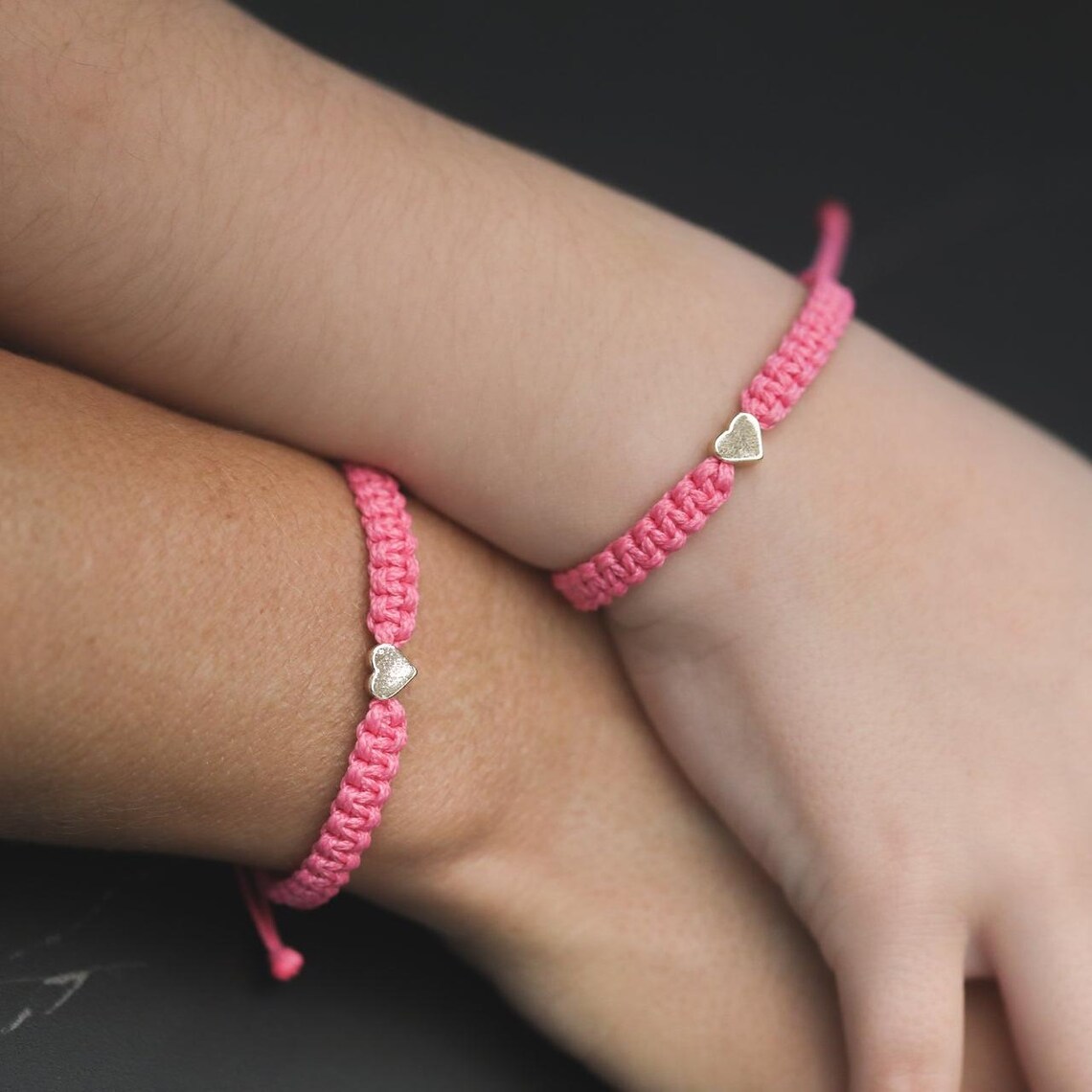 Family Set Heart Coral Matching Bracelets, First Day of School, Heart ...