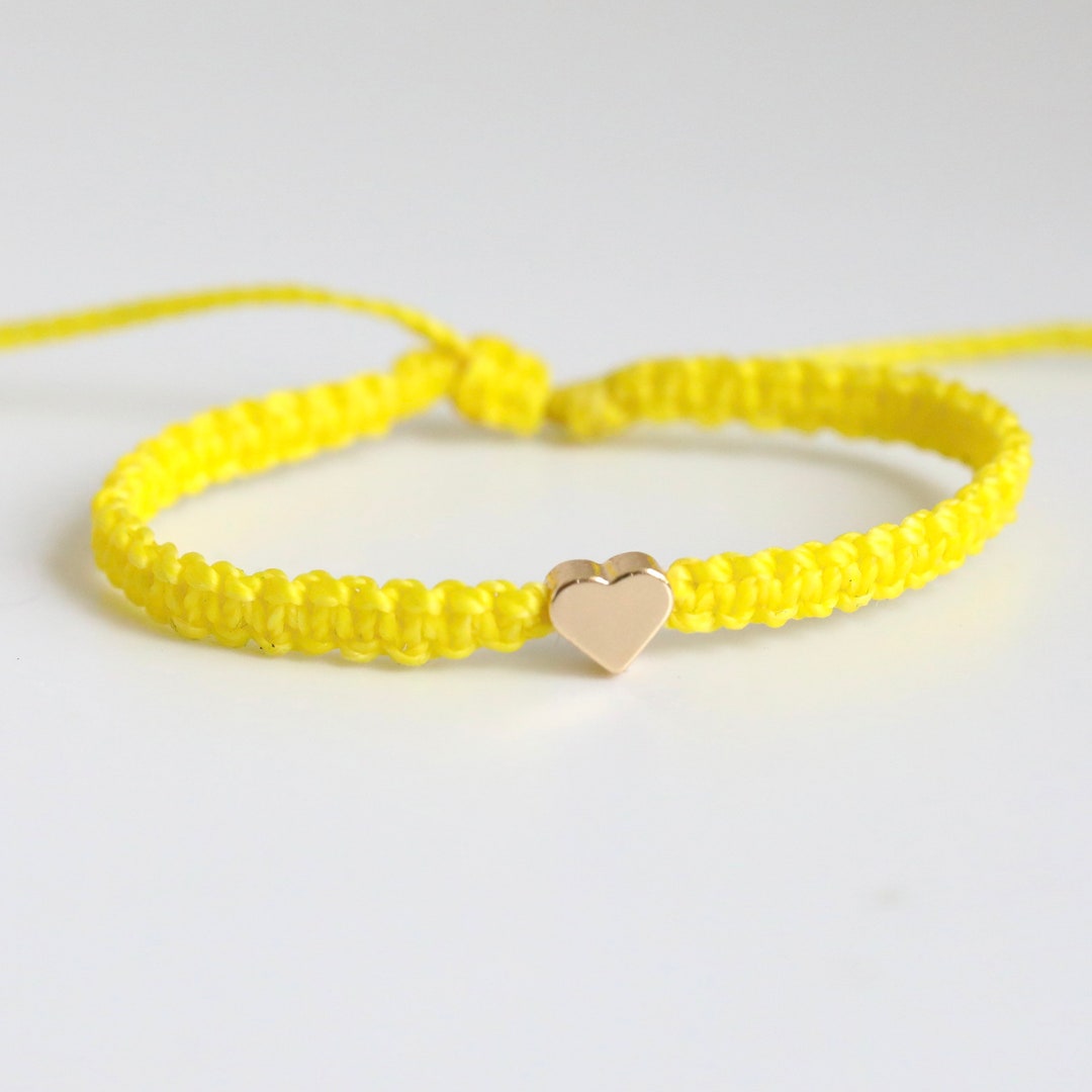 Yellow Ribbon Awareness Gold Heart Bracelet - Etsy
