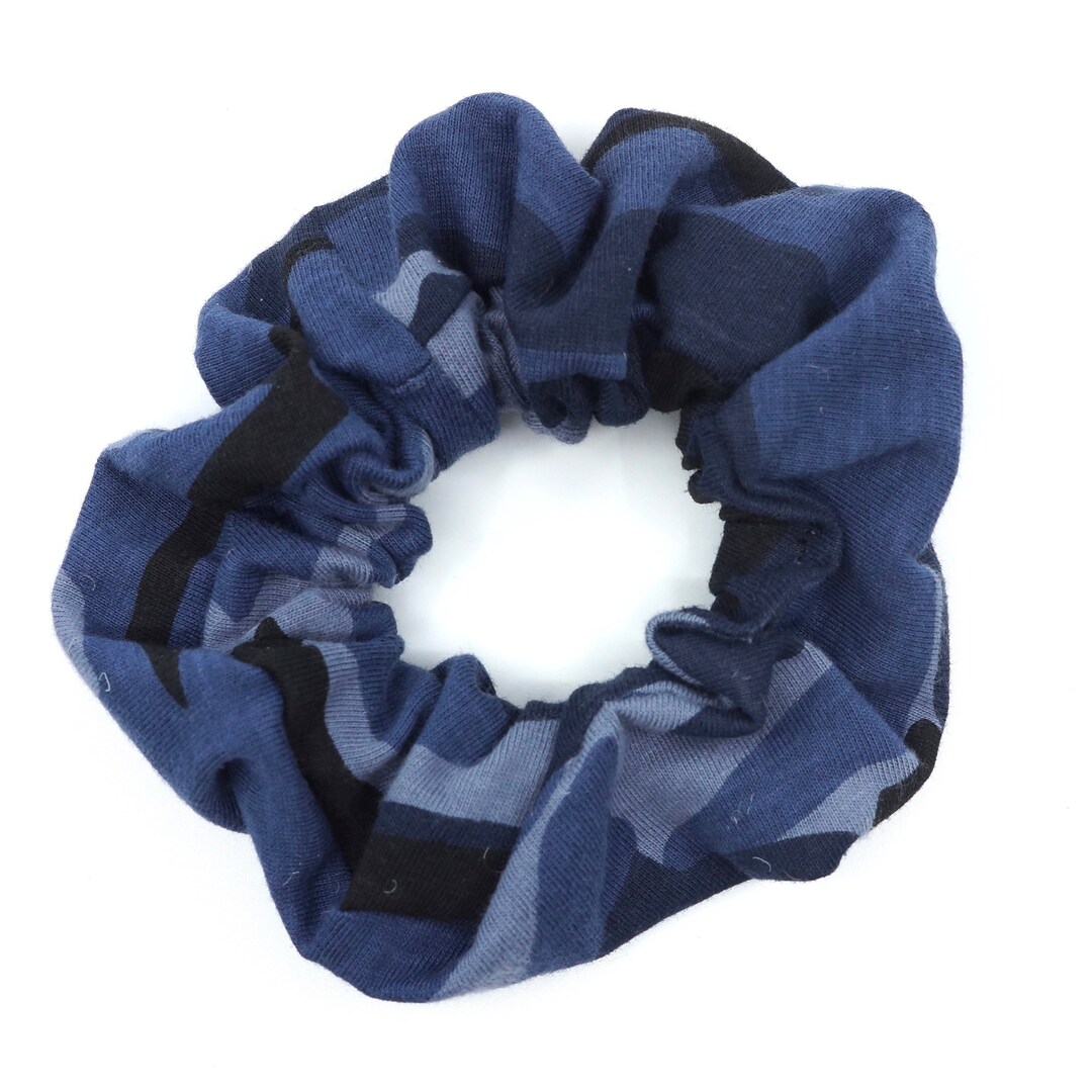 Blue Camo Scrunchie Fitness Blue Hair Accesories Gift for Her - Etsy