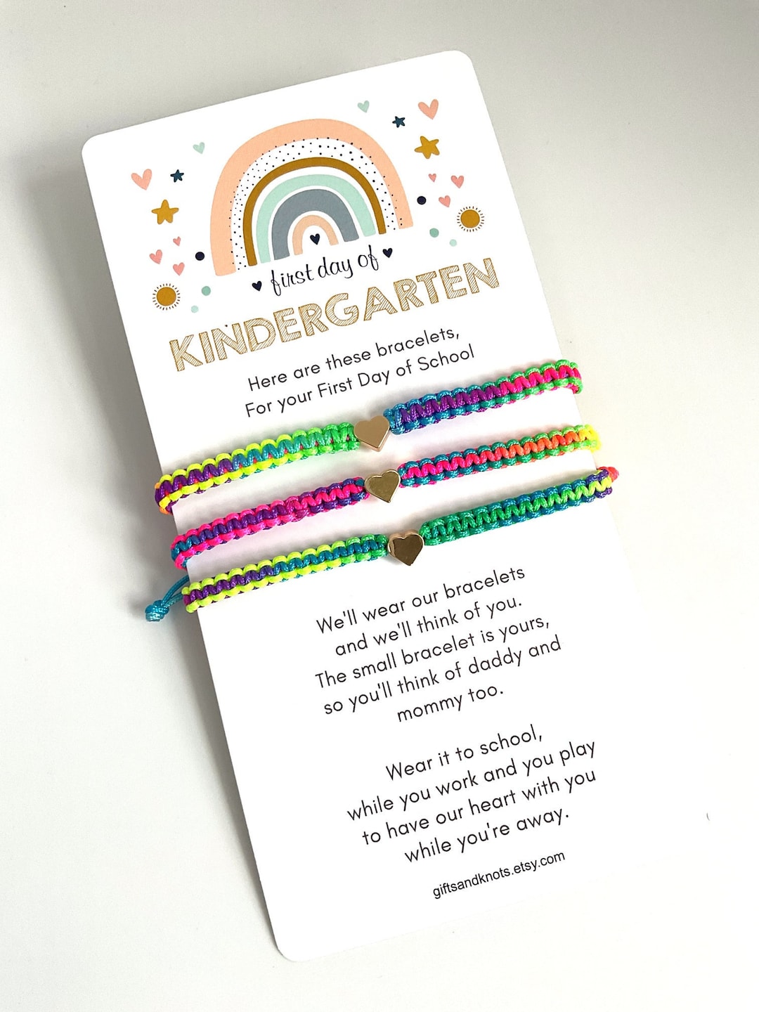Family Heart Colorful Rainbow Matching Bracelets, First Day of ...