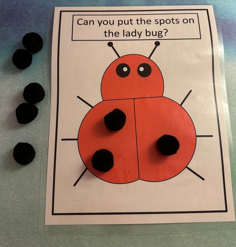 Lady Bug With Stickers Worksheets. - Etsy
