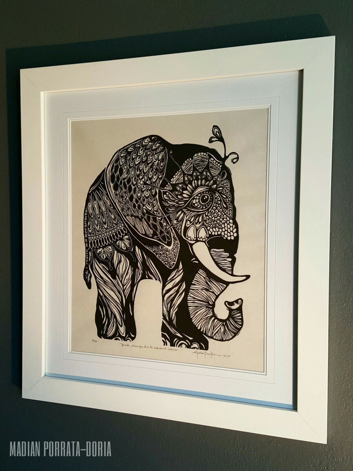 ORIGINAL ELEPHANT LINOCUT linoleum blockprint handprinted | Etsy