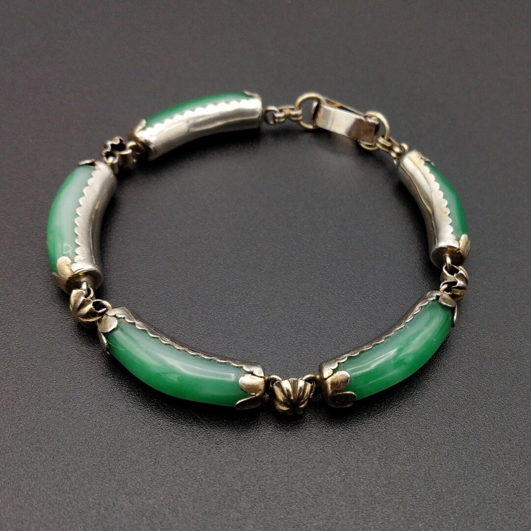 Green Jade Link Bracelet - Etsy