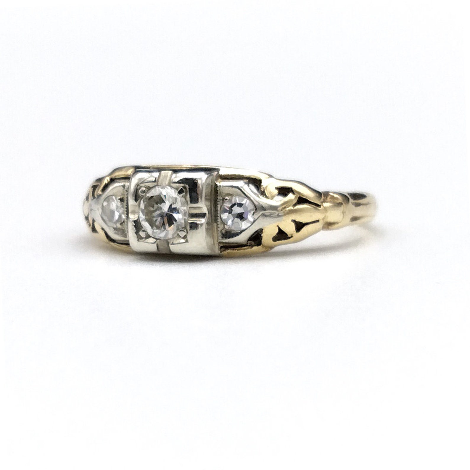 1930s G.m.co. Diamond Engagement Ring With Combined 14K and 18K Gold ...