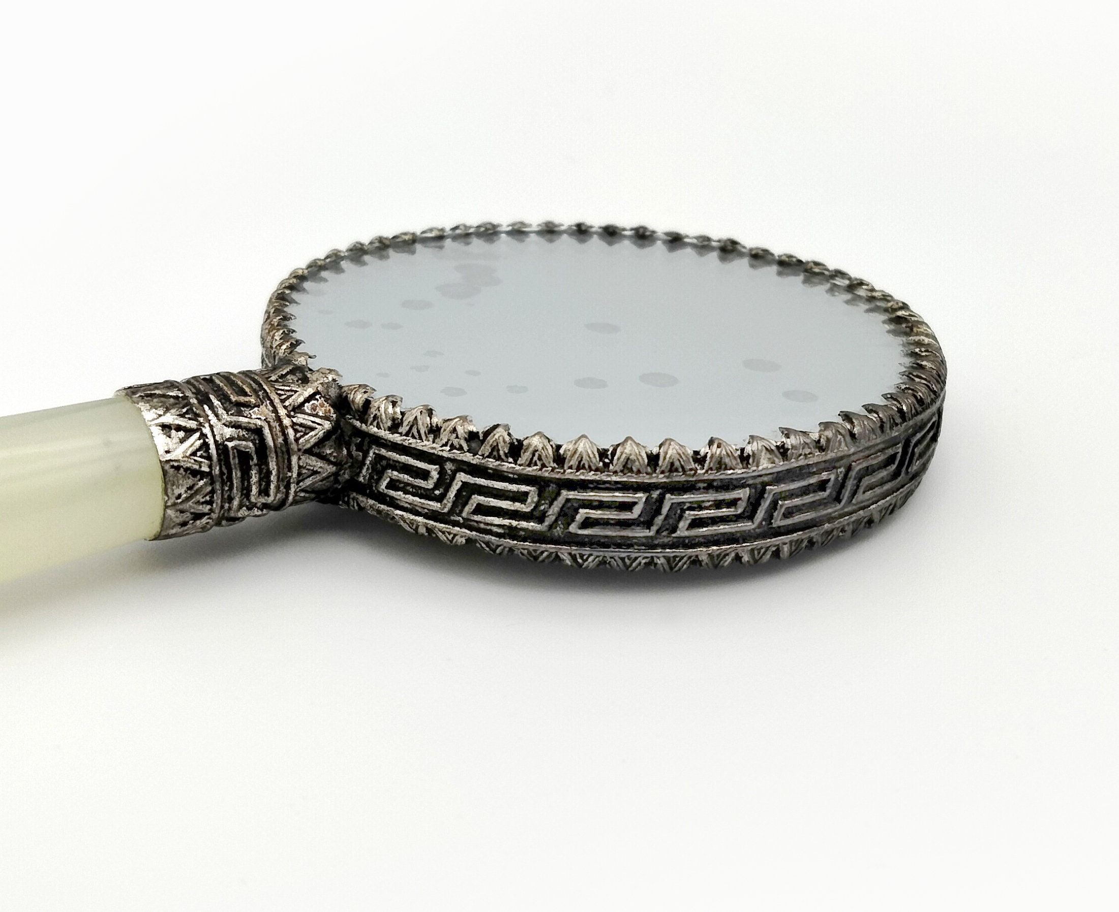 Vintage Jade Porcelain and Repousse Hand Mirror With - Etsy