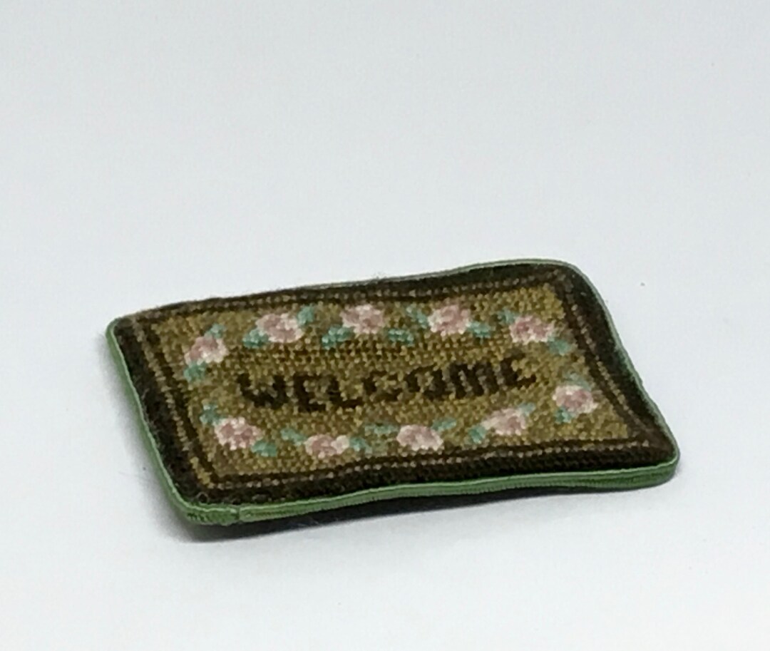 Miniature Mat for Dollhouse, Embroidered to Small Stitch on Silk Gauze ...