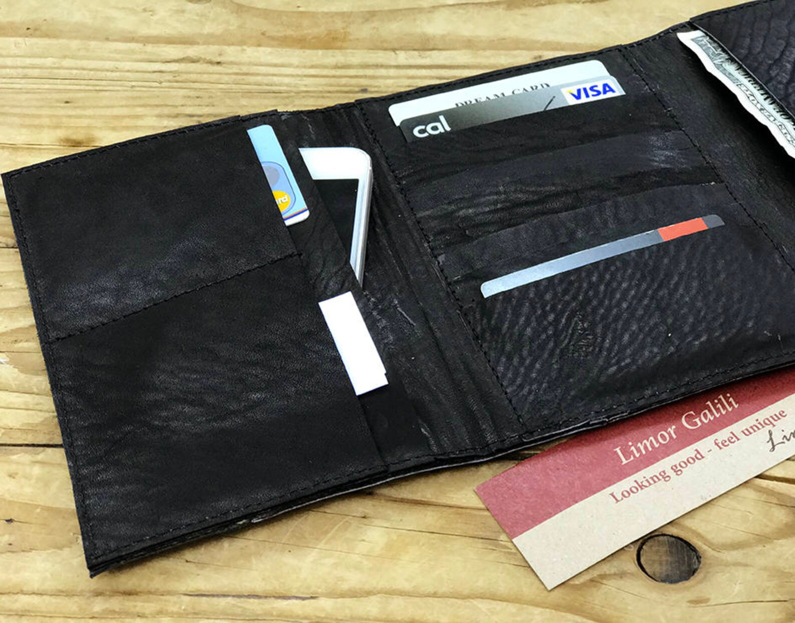 Black leather wallet Women Wallet Black Leather Wallet purse | Etsy