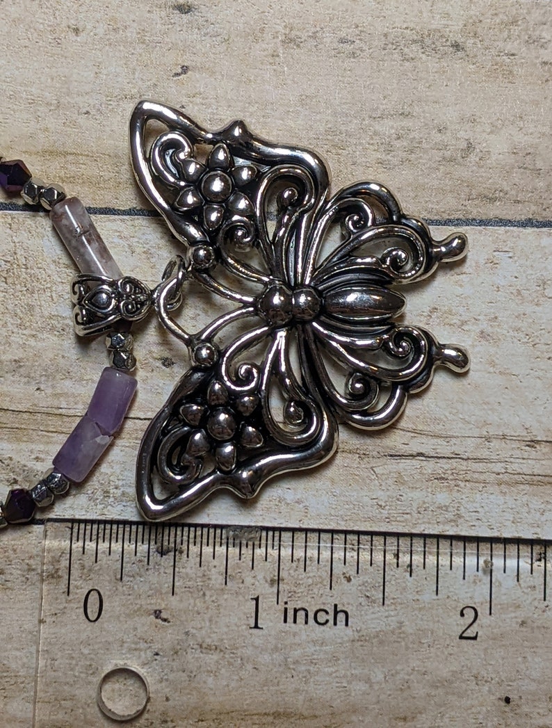 Amethyst Butterfly Necklace - Etsy