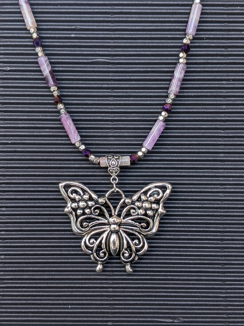 Amethyst Butterfly Necklace - Etsy