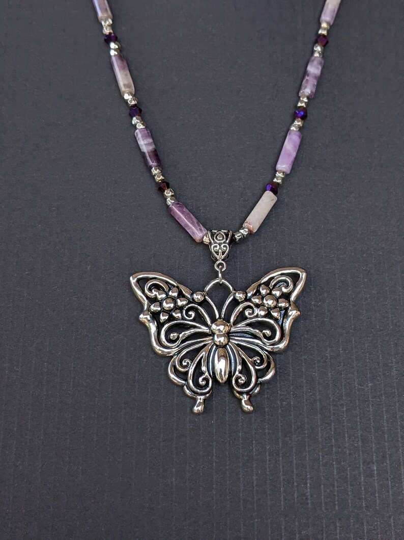 Amethyst Butterfly Necklace - Etsy
