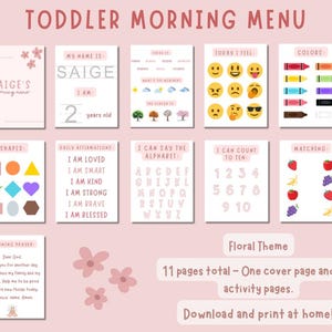 Toddler Morning Menu | Personalized | Floral Theme - Etsy