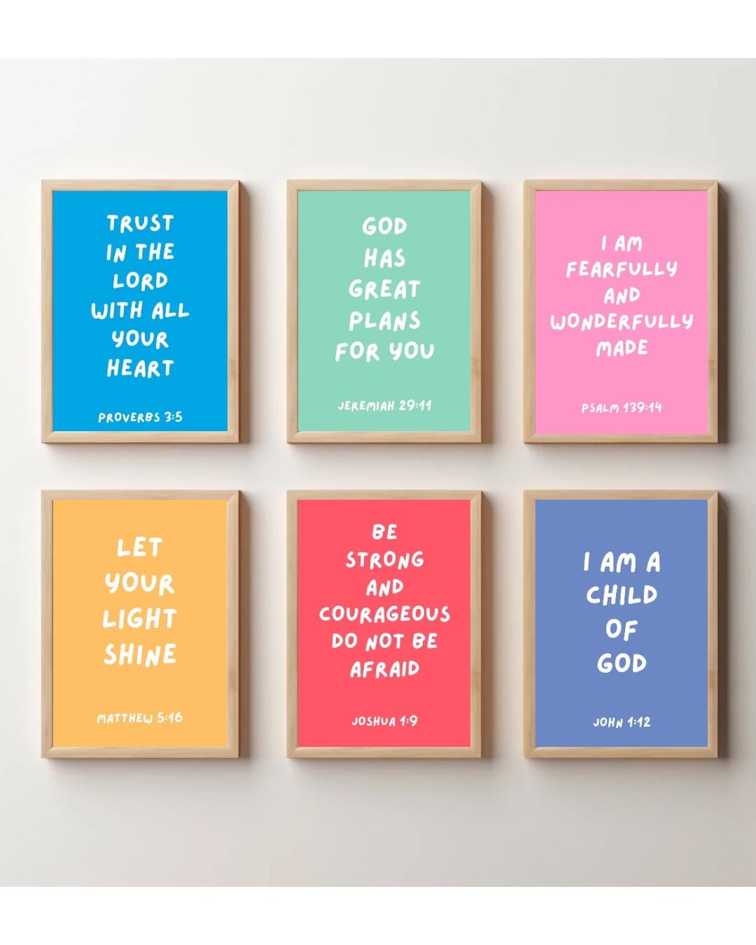 Kids Bible Verses - Bright - Set of 6 - Etsy