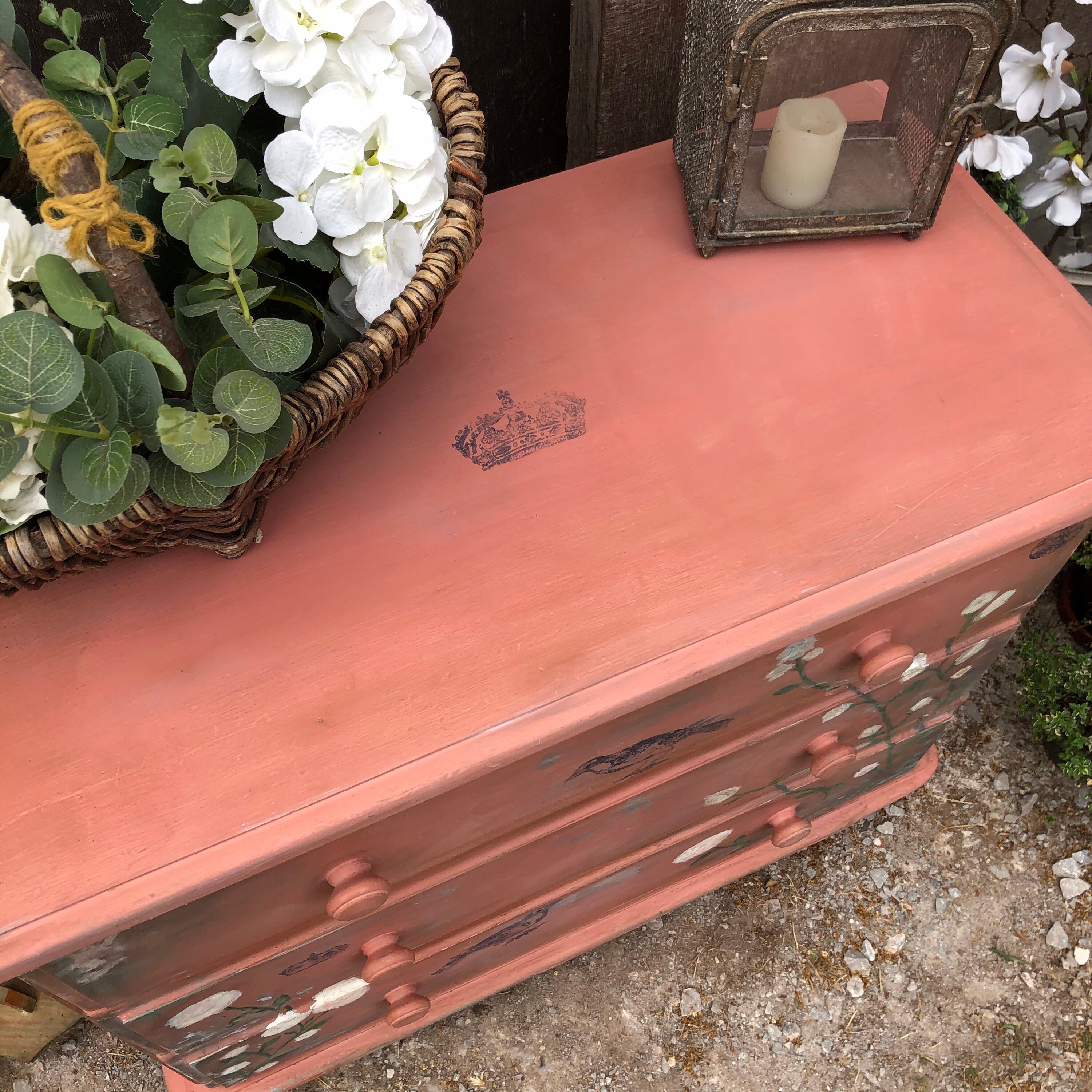Scandinavian Pink Boho Country Style Vintage Pine Chest of - Etsy UK