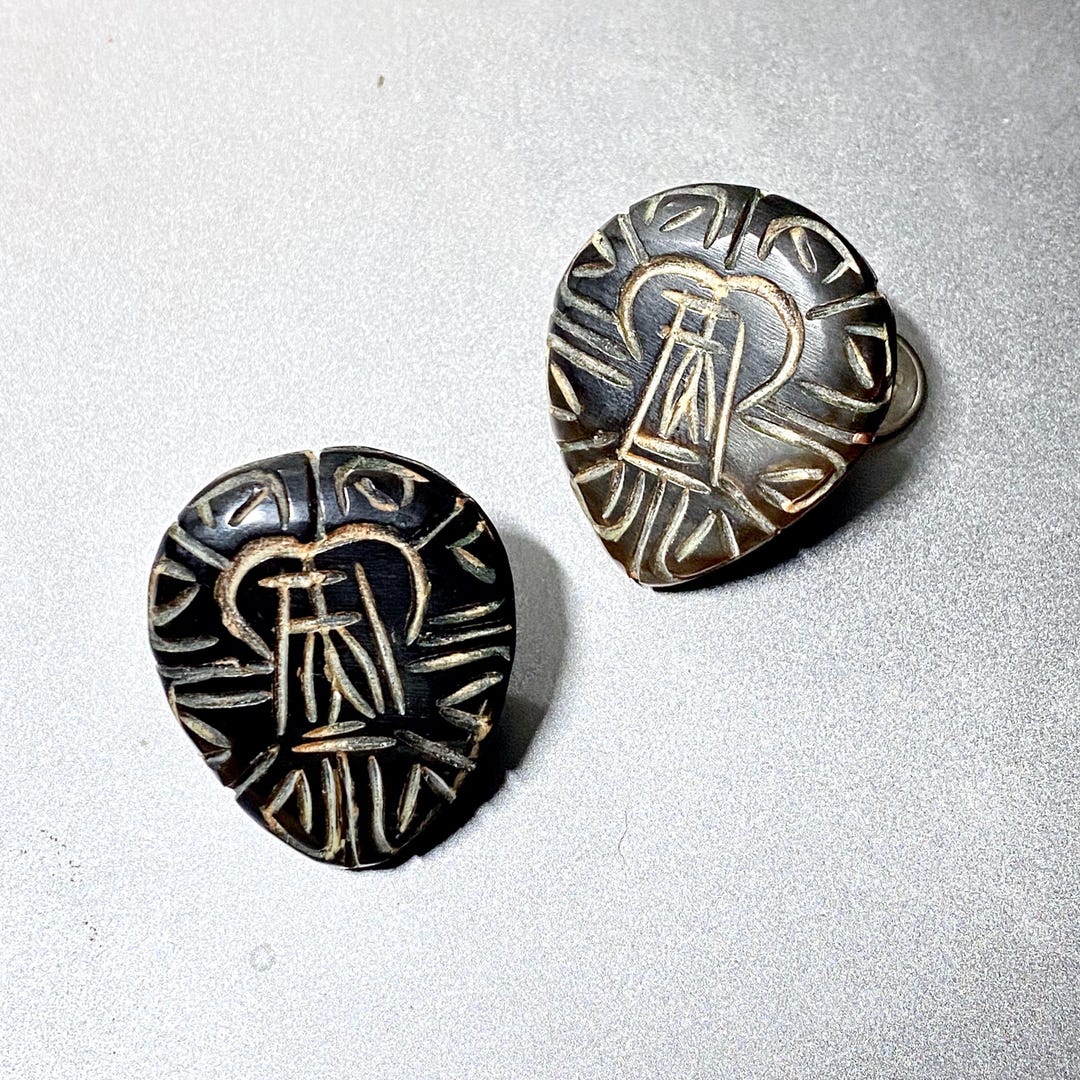 Gerda Lynggaard Monies Vintage Earrings Carved Danish Scandinavian ...