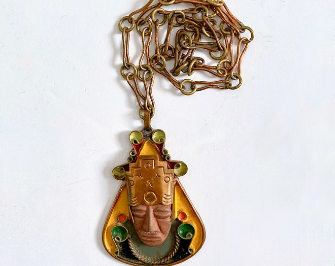 1960s COBRE Pre-columbian Aztec Warrior Shaman Hand Made Diaz Santoyo ...