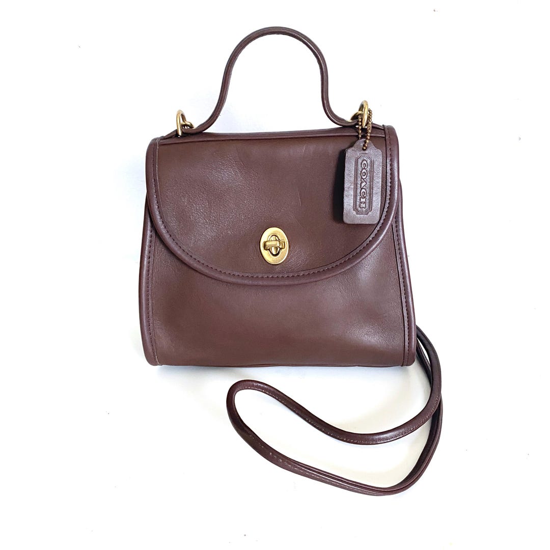 Vintage COACH Regina 9983 Small Brown Leather Handbag Satchel Baguette ...