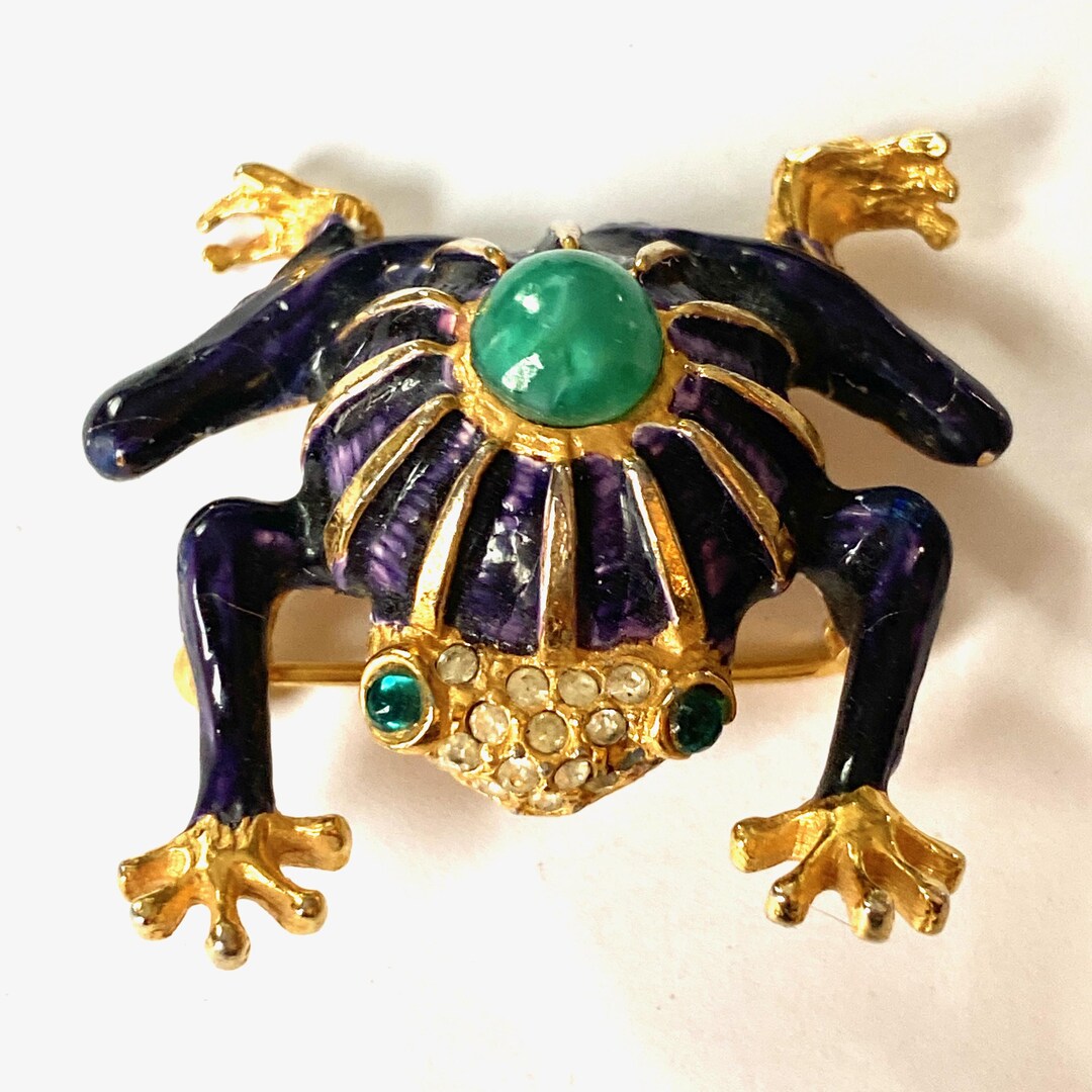 1960 Kenneth J Lane Enamel Frog Brooch Egyptian Collection - Etsy