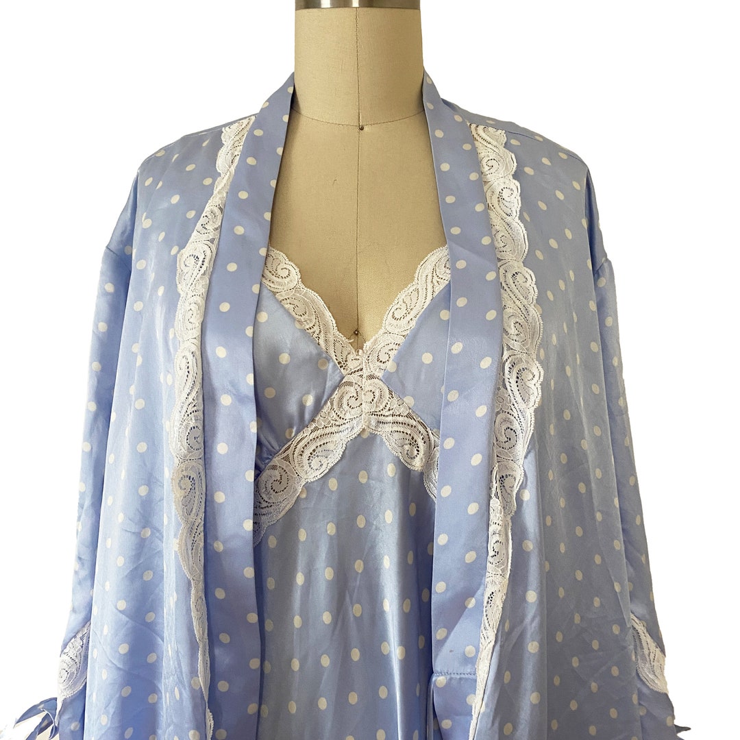 Y2K VALENTINO INTIMO Peignoir Set Vintage Boudoir Lingerie Polka Dot ...