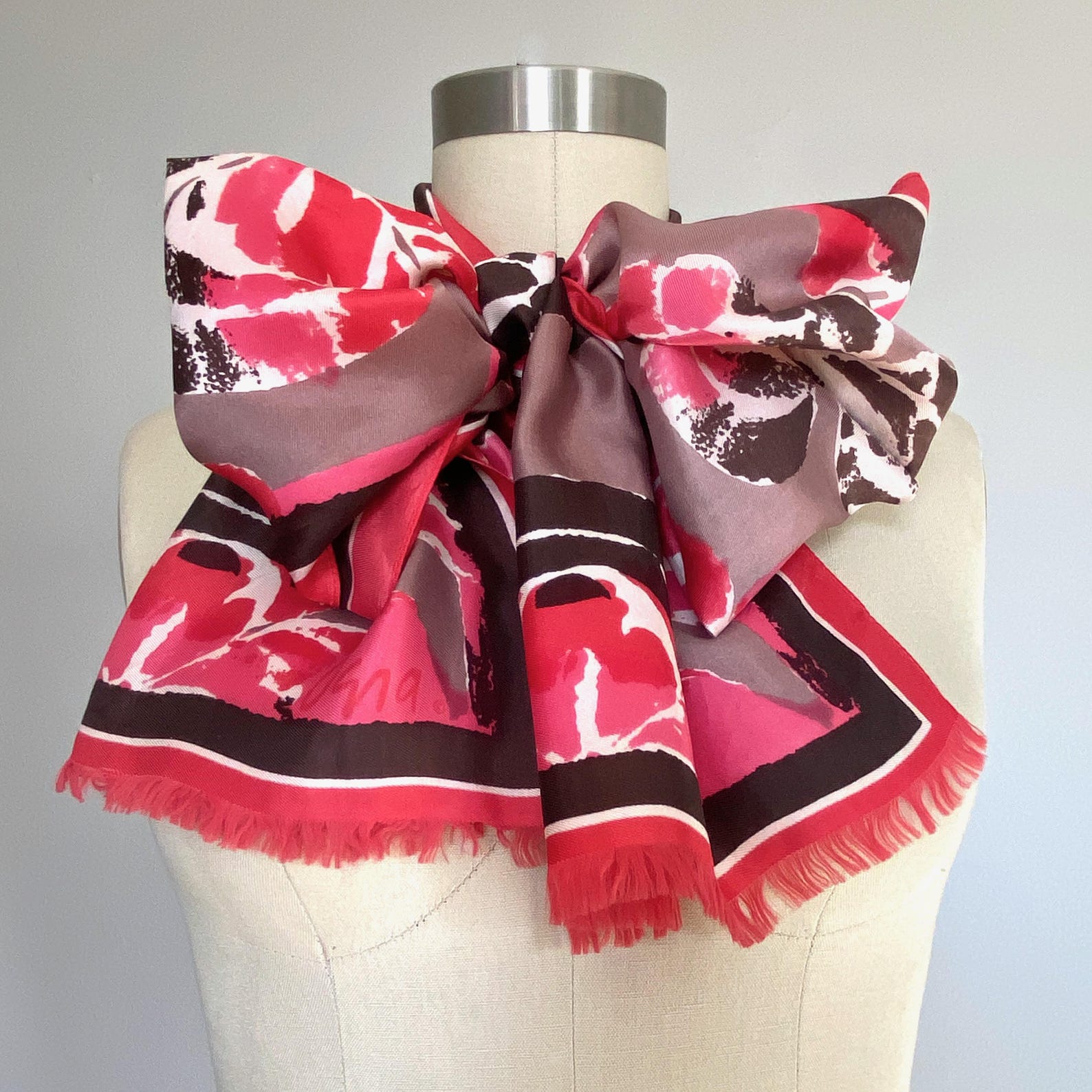 1970s Vera Neumann Silk Scarf: Graphic Floral Design, Extra Long - Etsy