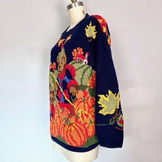 1990s TEDDY BEAR Cotton Sweater Cute Cottage Core Med… - Gem