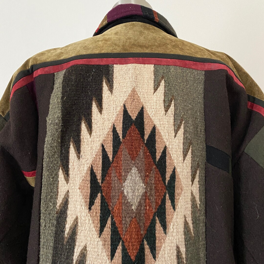 SANTA FE BOHO Vintage Southwestern Jacket Chimao Color Block Size ...