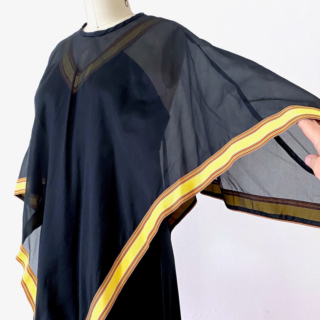 1970s Goth Vintage SUNSHINE ALLEY Maxi Dress Mid Century Empire Waist ...