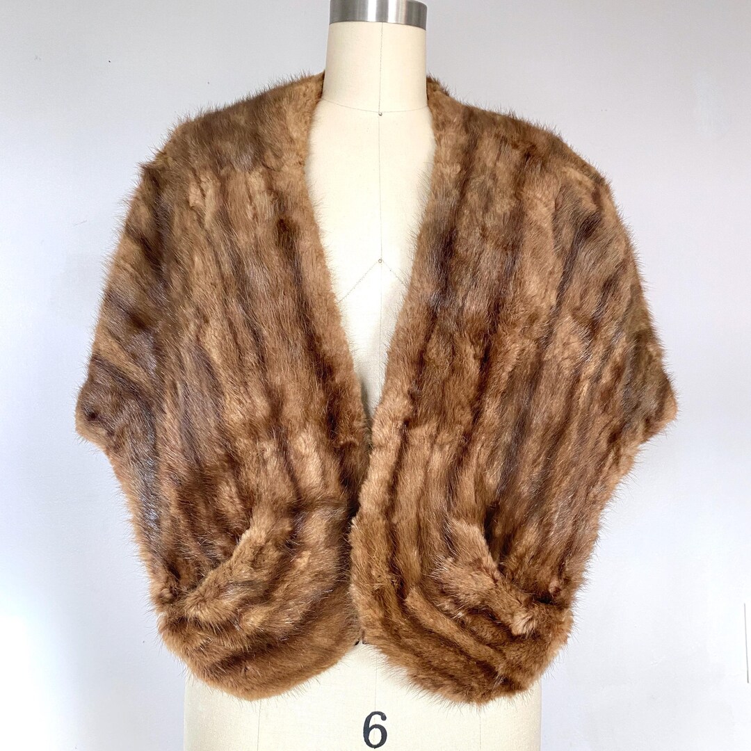 Vintage Blond Unsheared Beaver Stole Honey Brown Vintage Fur Stole Cape ...