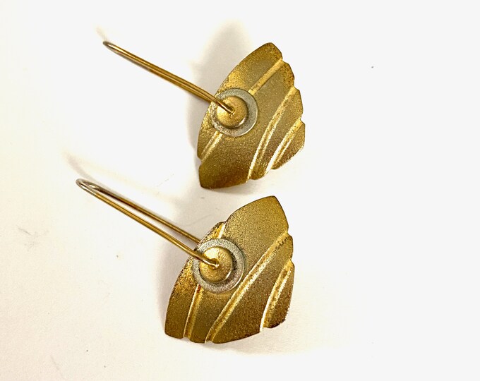 1980s KEITH LEWIS Modernist Sterling Silver Hand Made 925 and Gold Wash ...