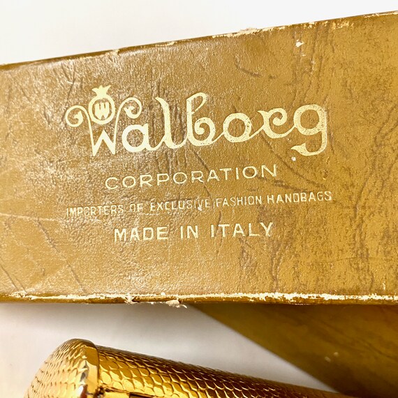 1950 Walborg Gold Metal Clutch Minaudiere Handbag Pur… - Gem