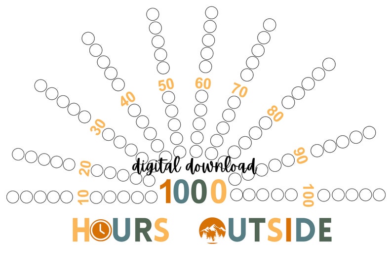 1000 Hours Outside Sunburst Coloring Tracker - Etsy