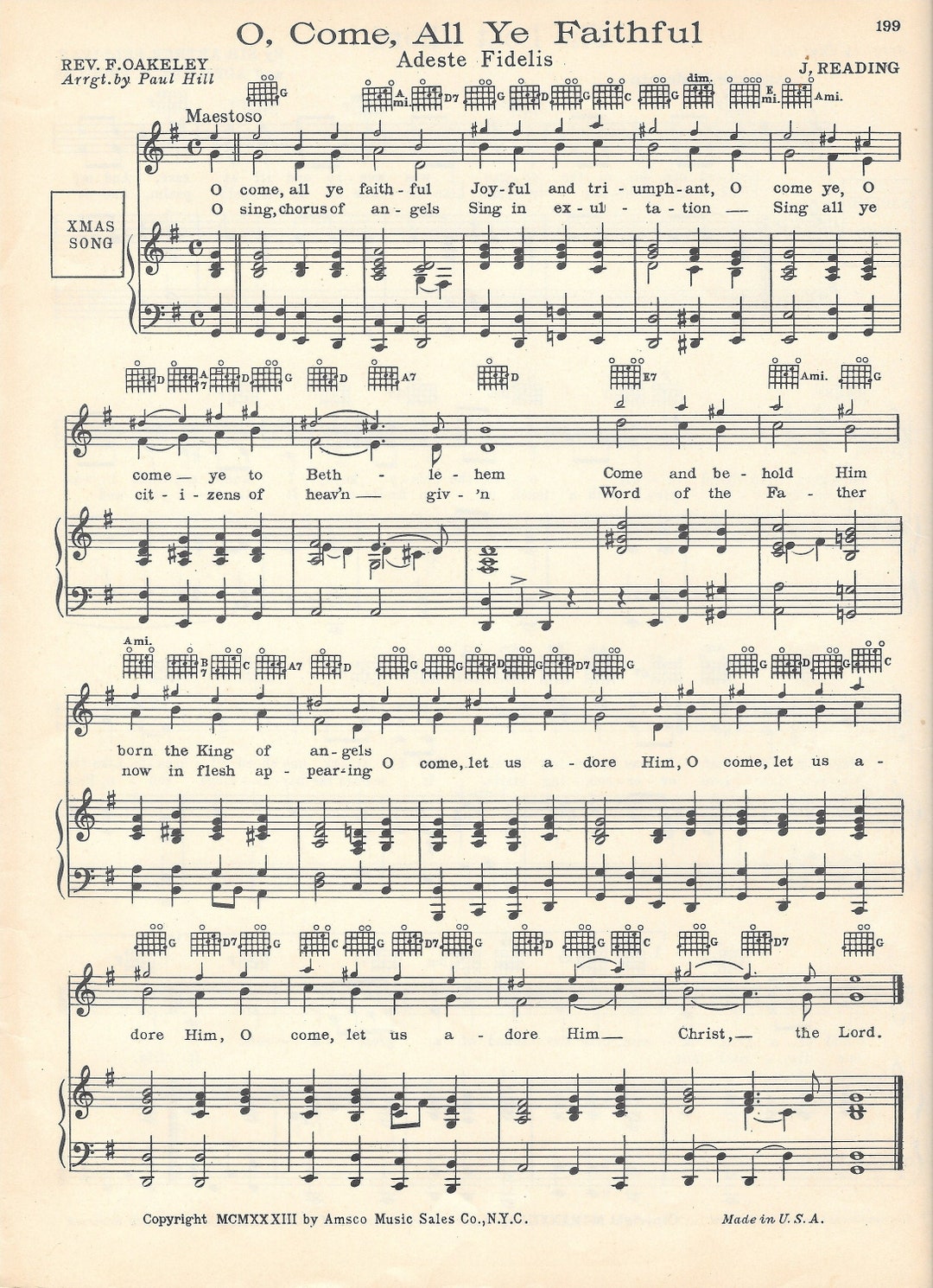 Instant Download O, Come, All Ye Faithful Printable Christmas Hymn ...