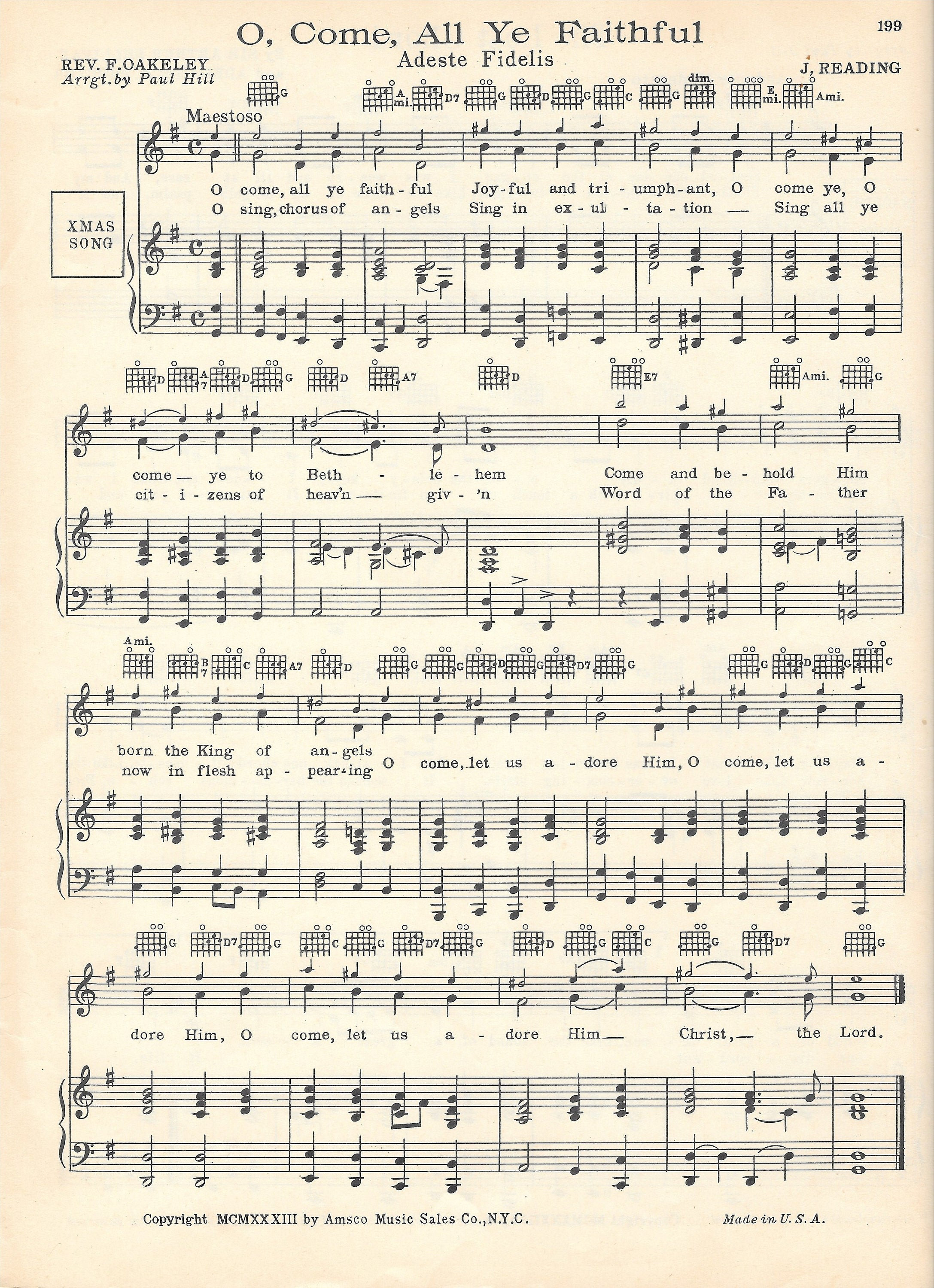 Instant Download O, Come, All Ye Faithful Printable Christmas Hymn ...