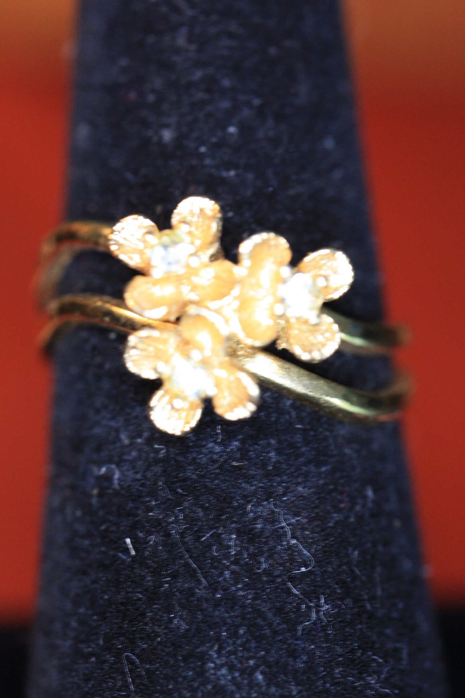 Avon Flower Ring Gold Tone Metal 3 Flowers W/ Clear Rhinestone - Etsy
