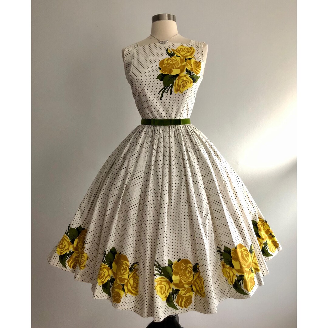 DIVINE 1950's New Look Floral Roses Party Dress Cotton Xs Small - Etsy