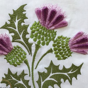 Thistle Flower Fluffy Fringed Thread Velvet Machine Embroidery Design ...
