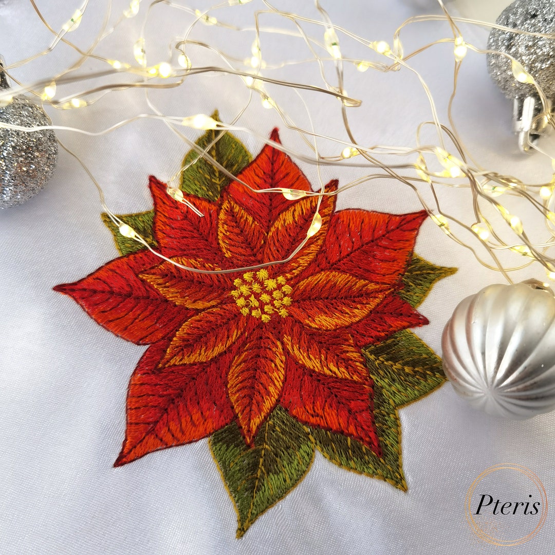 Christmas Poinsettia Machine Embroidery Design - Available in 4 Sizes ...